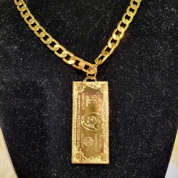 boutique | Accessories | 8k Gp 10 Dollar Bill Charm W Chain Stainless ...